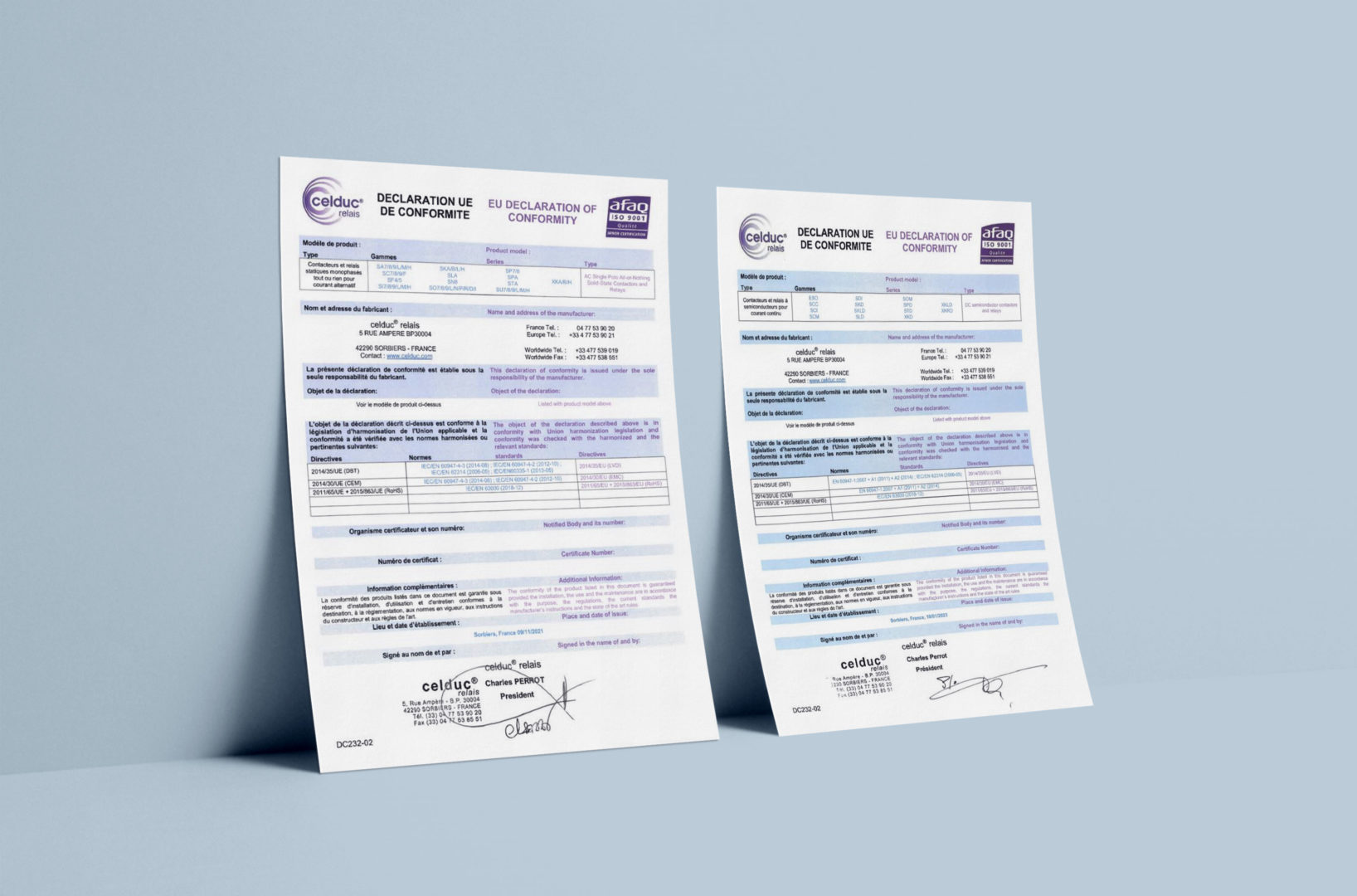 Eu Declaration Of Conformity Celduc® Relais